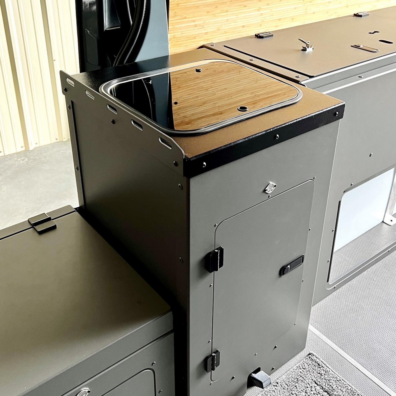 Van Pedestal Galley | Aluminum Van Kitchen Unit | Lost Hiway Customs ...
