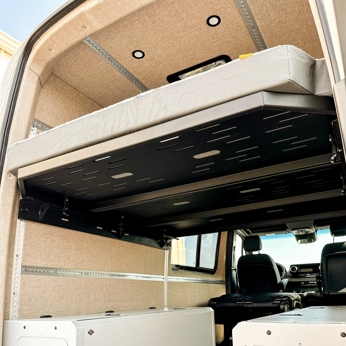 Sprinter Van Platform Bed System | Aluminum Van Bed Frame | Lost Hiway ...